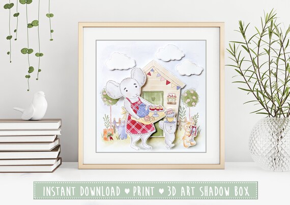 Tea Party DIY Kit Decor Shadow Box Template Papercraft 3d - Etsy