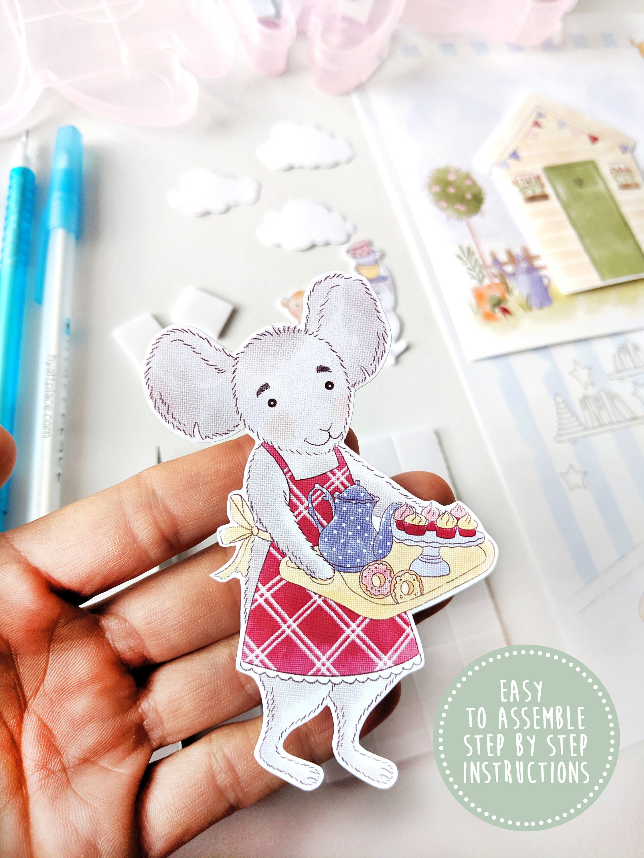Tea Party DIY Kit Decor, Shadow Box Template, Papercraft 3d, Nursery ...