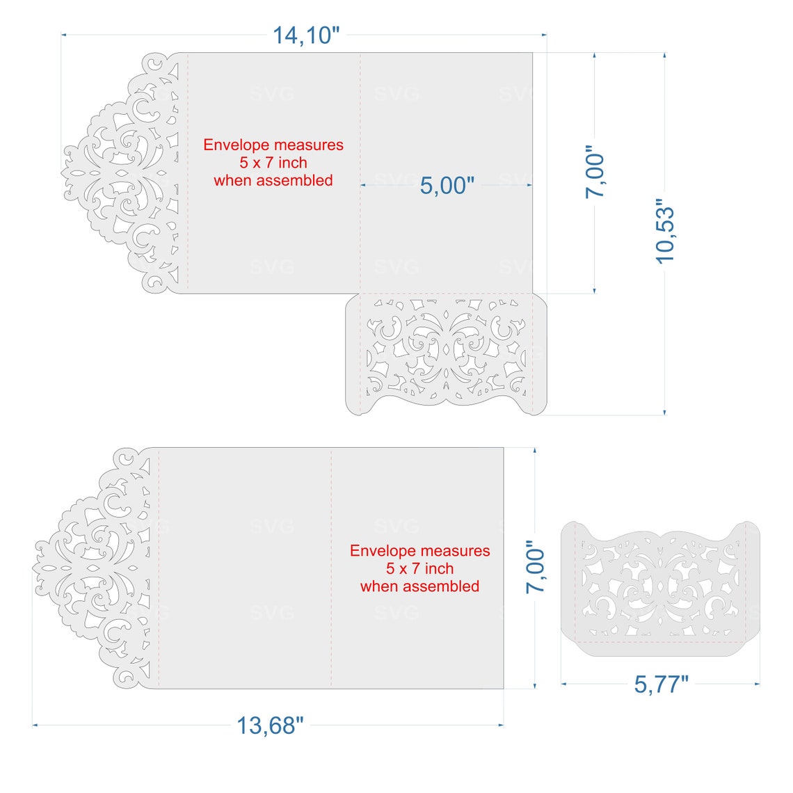 SVG Wedding Invitation Paper Cut Template 57 svg Cdr Ai - Etsy