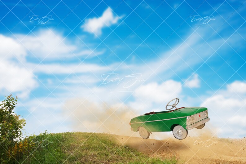Car Jumping Digital Background Car Jumping on Dirt Road for - Etsy