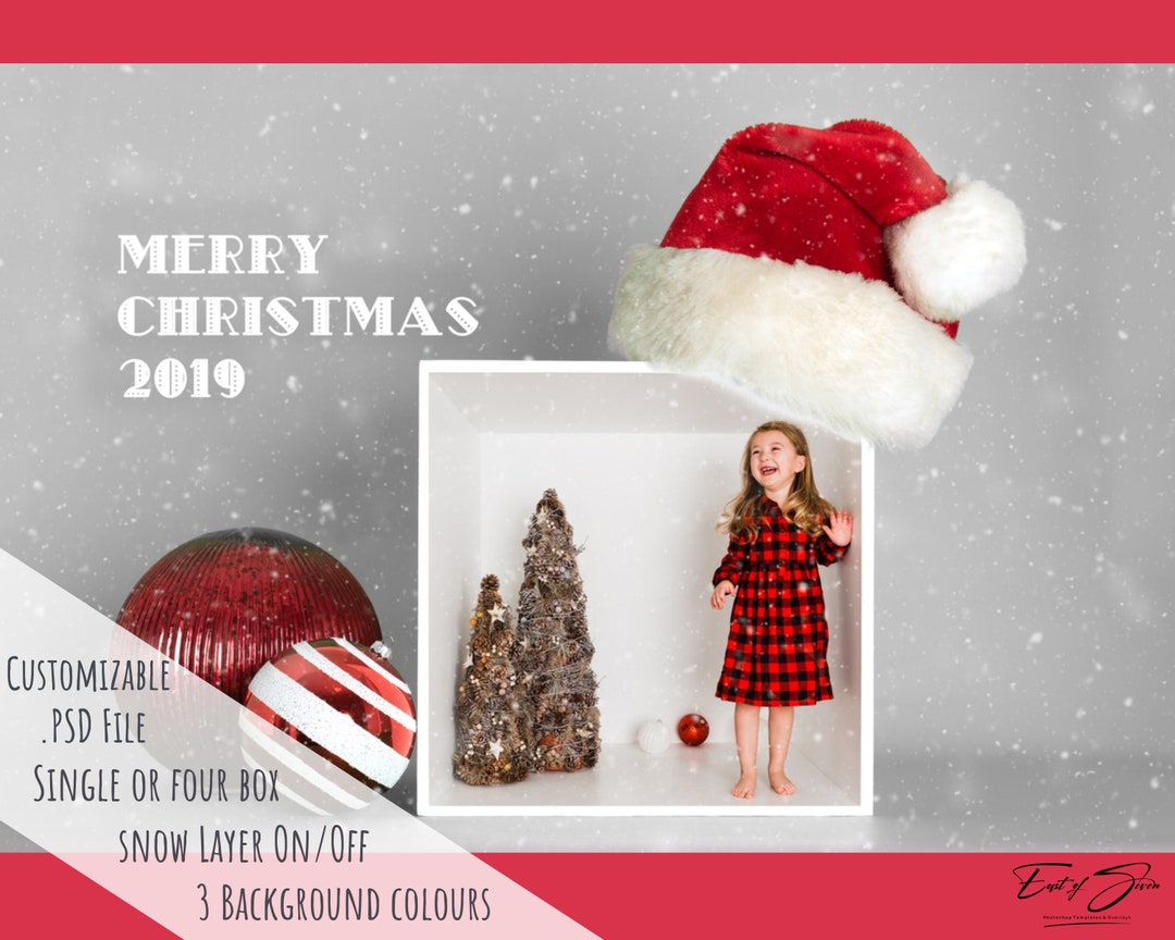 White Photo Box Photography Christmas Template - Single or 4 Box Grid ...
