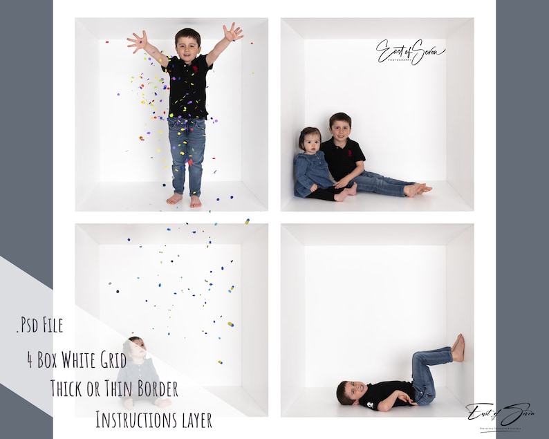White Photo Box Grid 4 Box Template, Photoshop Template, in the Box ...