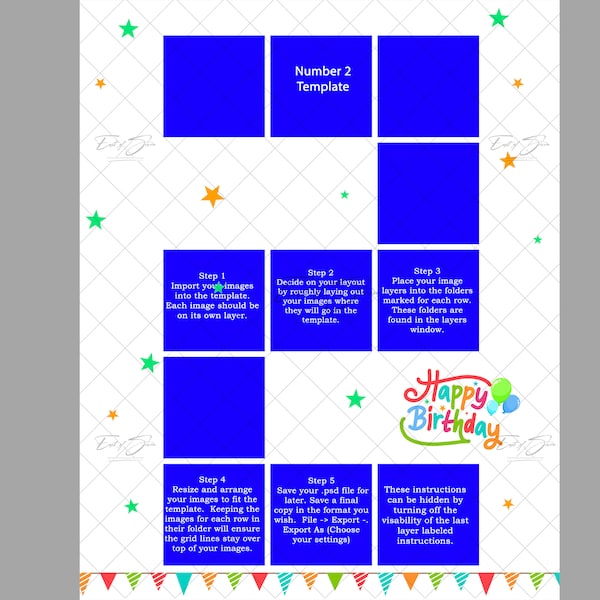 White Photo Box Grid 9 Box Template, Photoshop Template, in the Box ...