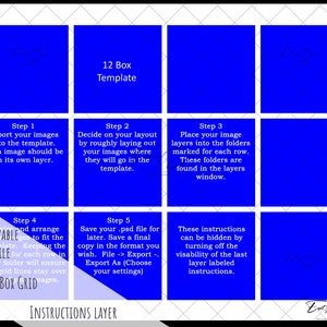 White Photo Box Grid 12 Box Template, Photoshop Template, "in the Box ...