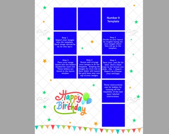 White Photo Box Grid 9 Box Template Photoshop Template - Etsy Canada