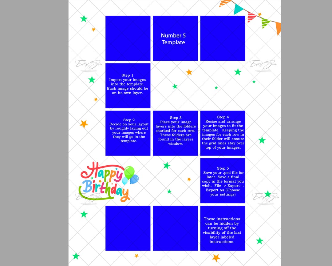 Number 5 Template Inside the Box Birthday Template in the Box Birthday ...