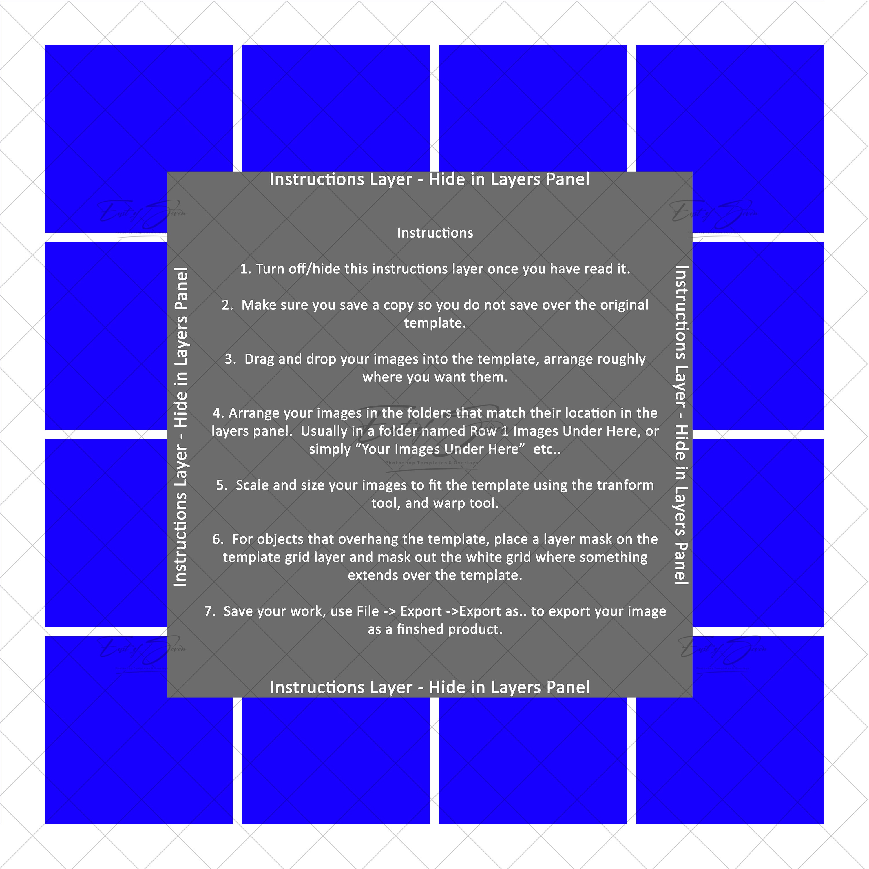 White Photo Box Grid 16 Box Template, Photoshop Template, "in the Box ...