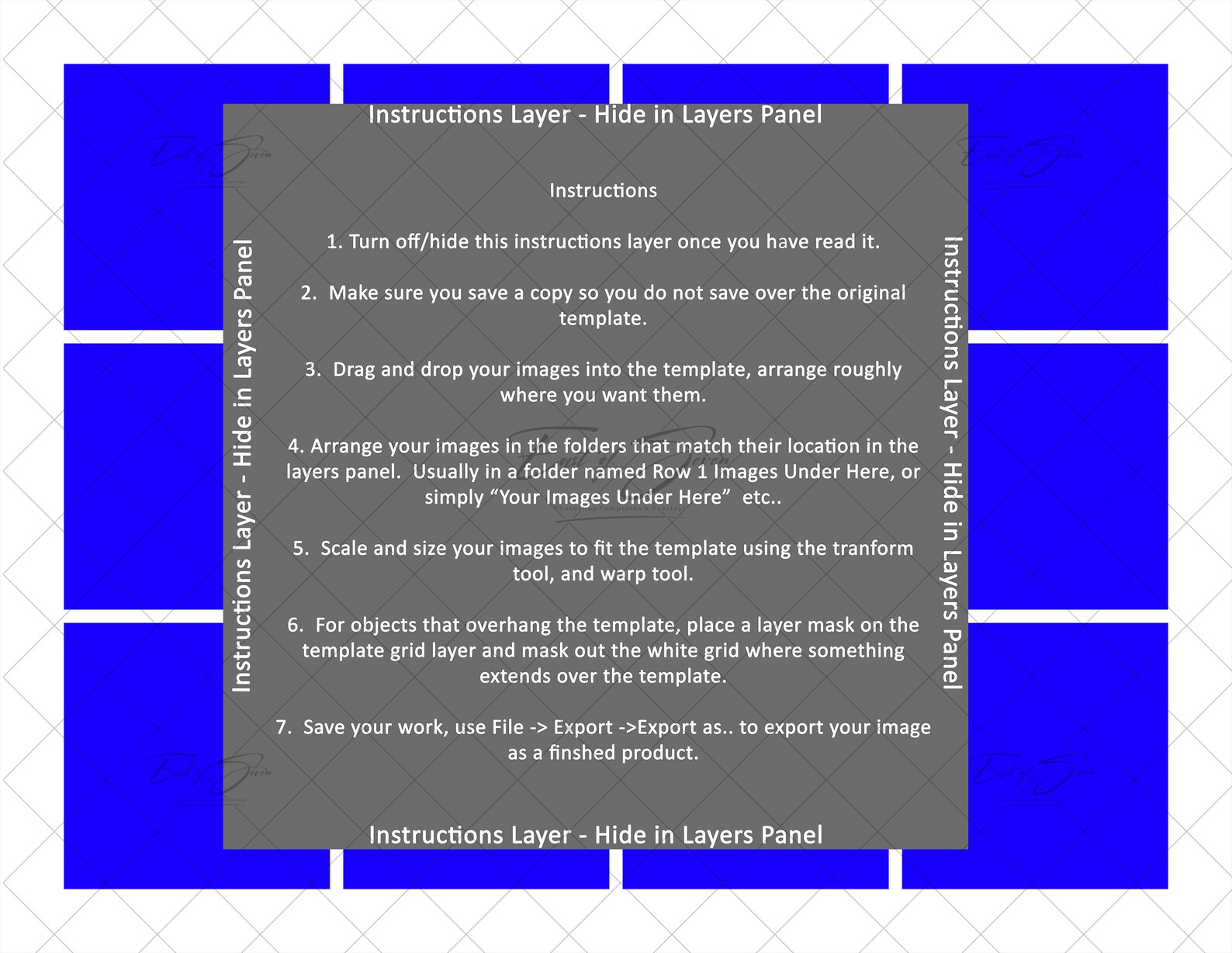 White Photo Box Grid 12 Box Template, Photoshop Template, in the Box ...