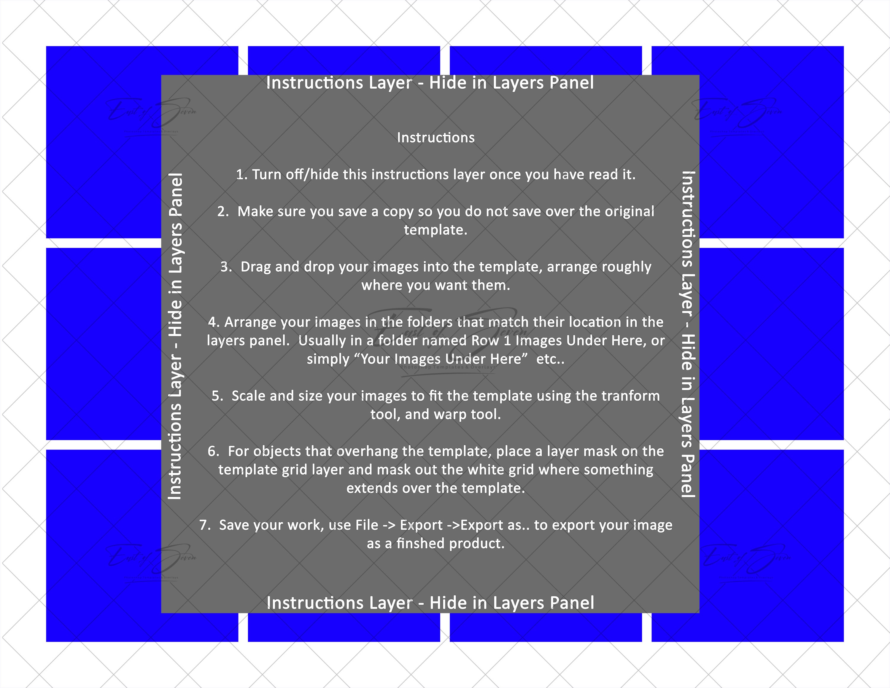 White Photo Box Grid 12 Box Template, Photoshop Template, in the Box ...