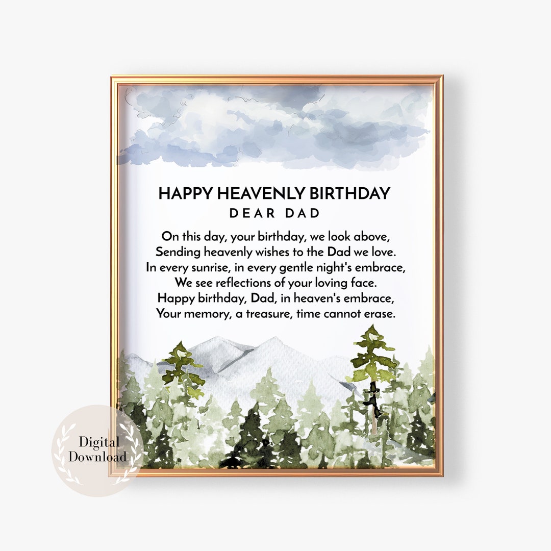 Happy Heavenly Birthday Dad, Heavenly Birthday Poem, Happy Birthday in ...