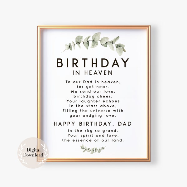 Dad Birthday in Heaven Card - Etsy