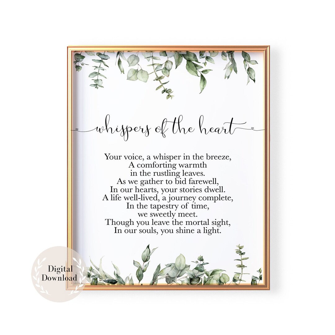 Memorial Verse, Spiritual Poems for Funerals, Goodbye Poems, Short ...