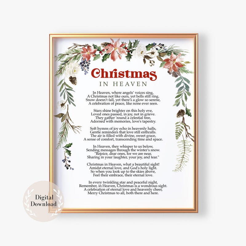Christmas in Heaven Poem - Etsy