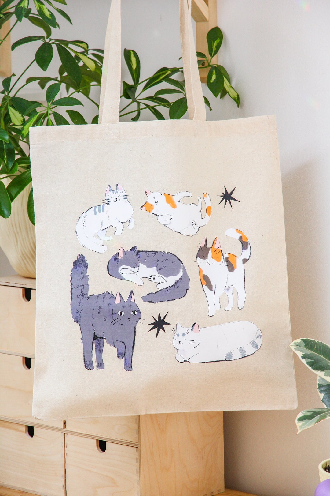 Cat Friends Tote Bag ~ Cute Animal Tote Bag ~ Artist Design ~ Cotton ...