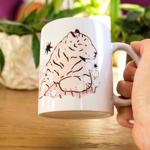 White Tiger Mug Ceramic Cute Animal Illustrated Mug - Etsy