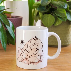 White Tiger Mug Ceramic Cute Animal Illustrated Mug - Etsy