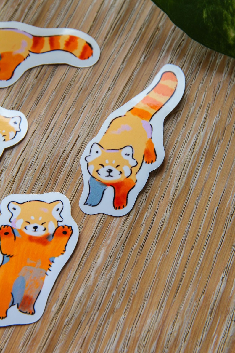 Red Panda Sticker Pack, Cute Kawaii Glossy Vinyl Decals - Etsy
