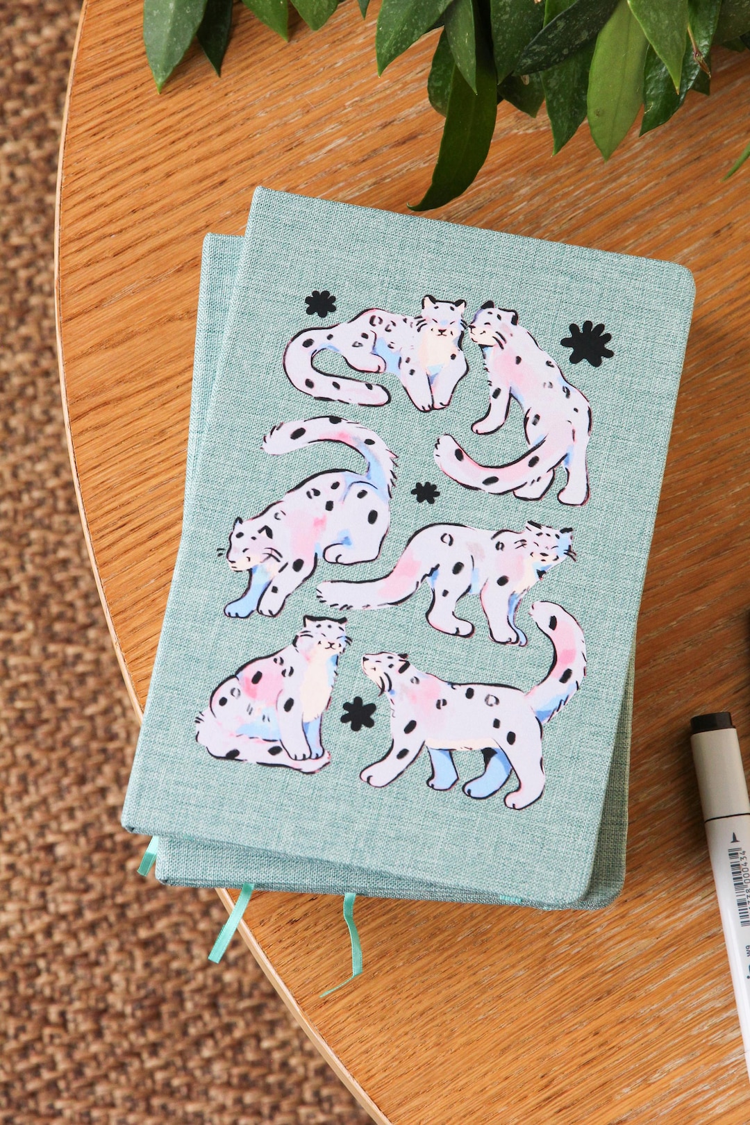 Snow Leopard Notebook ~ Cute Canvas Journal ~ A5 Notebook - Lined Pages ...