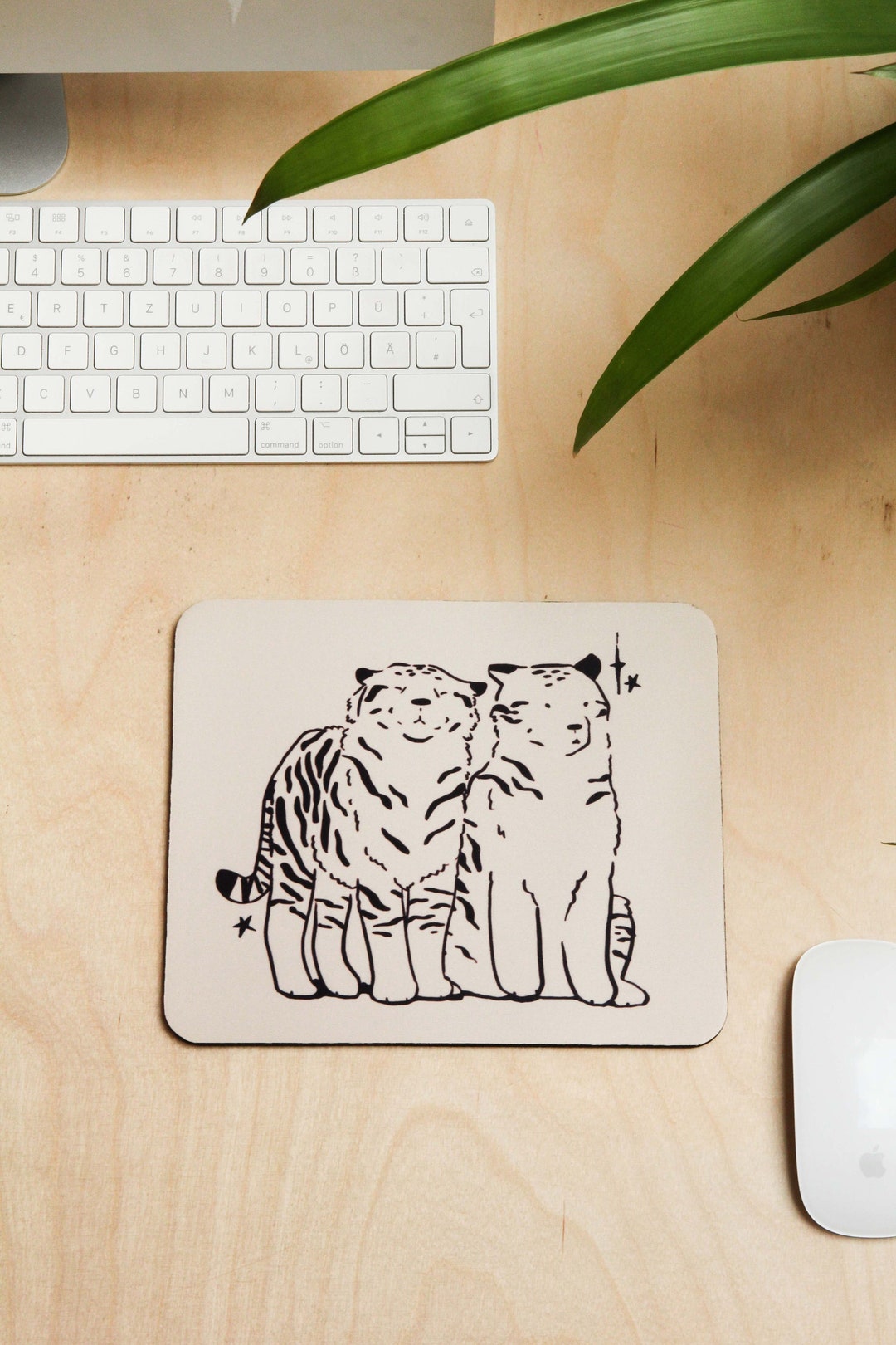 Tiger Friends Mousepad ~ Animal Mousemat ~ Cute Illustrated Desk ...