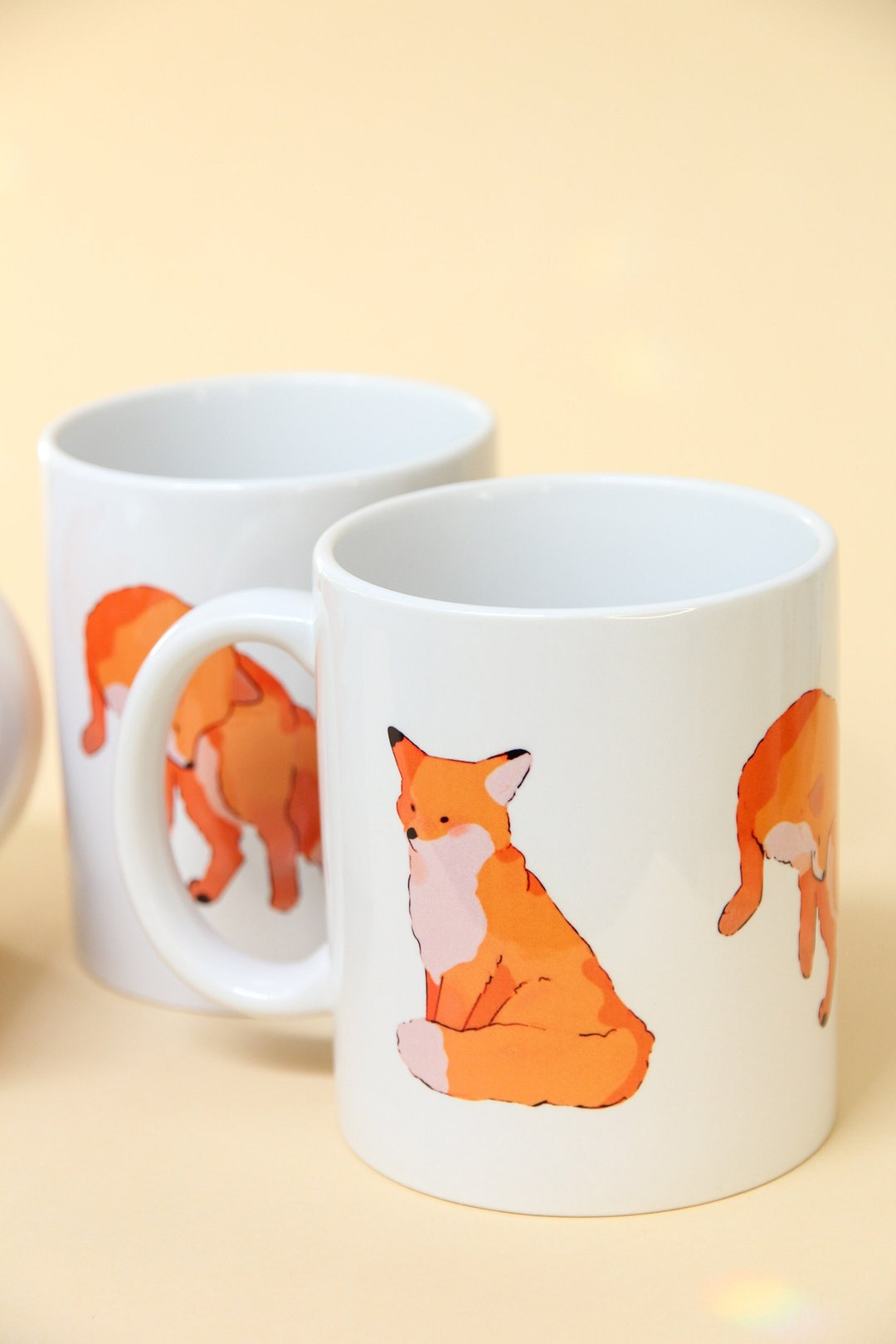 Fox Friends Mug - Ceramic Cute Animal Illustrated Mug - Etsy