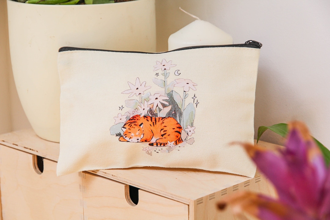 Sleepy Tiger Pouch Animal Pouches Pencil Pouch Pencil - Etsy