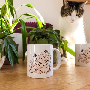 White Tiger Mug Ceramic Cute Animal Illustrated Mug - Etsy