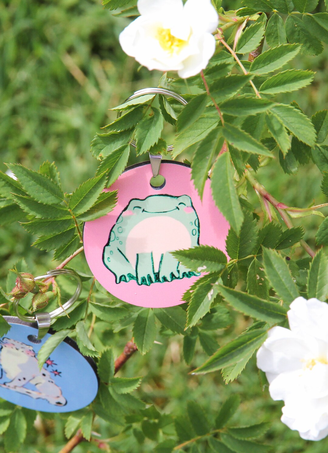 Pink Frog Keychain Cute MDF Charm - Etsy