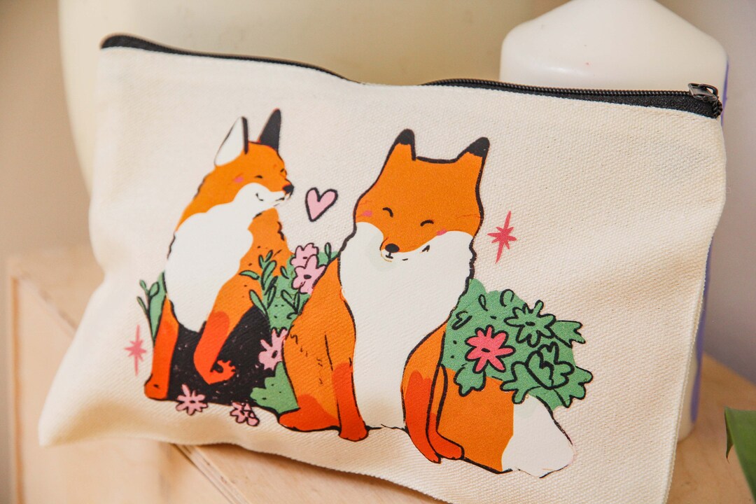 Heart Foxes Pouch ~ Animal Pouches ~ Pencil Pouch ~ Pencil Case ...