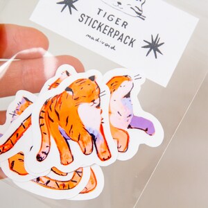 Tiger Sticker Pack ~ Waterproof Vinyl Cute Kawaii Glossy Stickers ...
