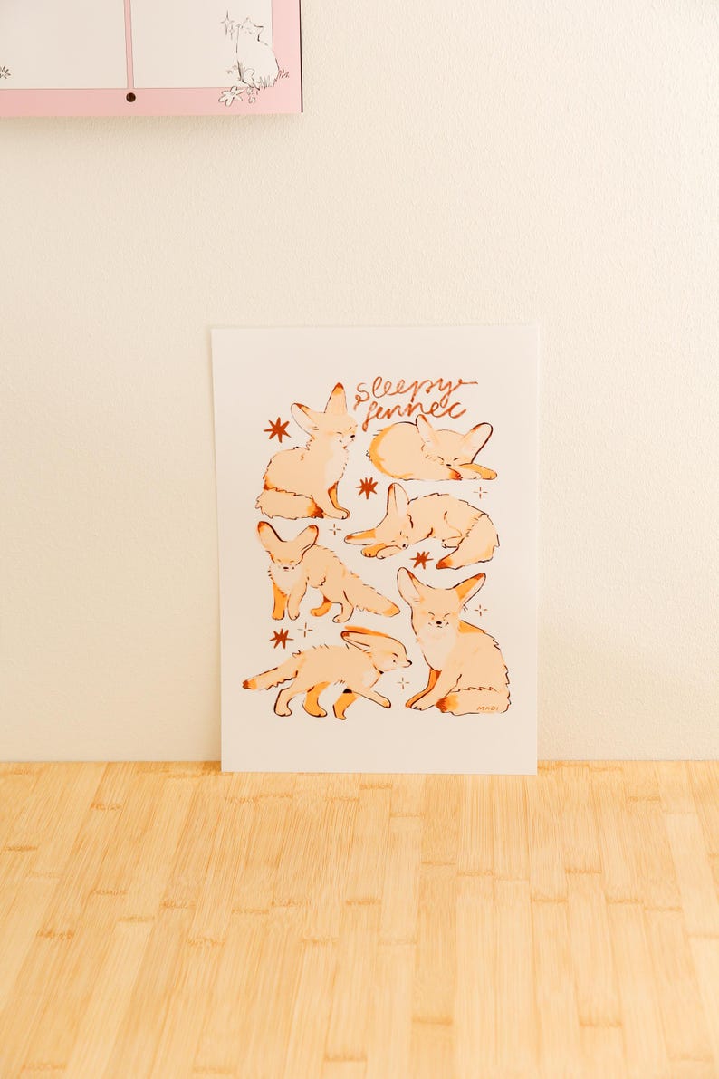 Fennec Fox Art Print: A4 Archival Paper Animal Illustration - Etsy