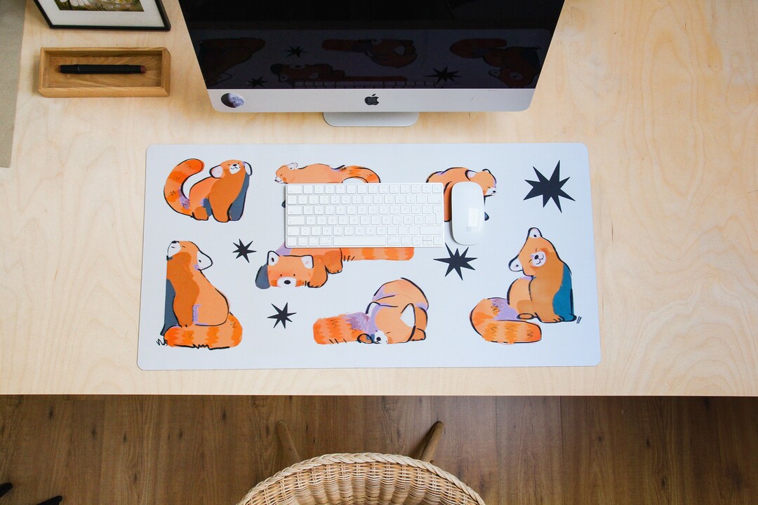 Red Panda Deskmat ~ Animal Mousepad ~ Cute Illustrated Desk Accessories ...