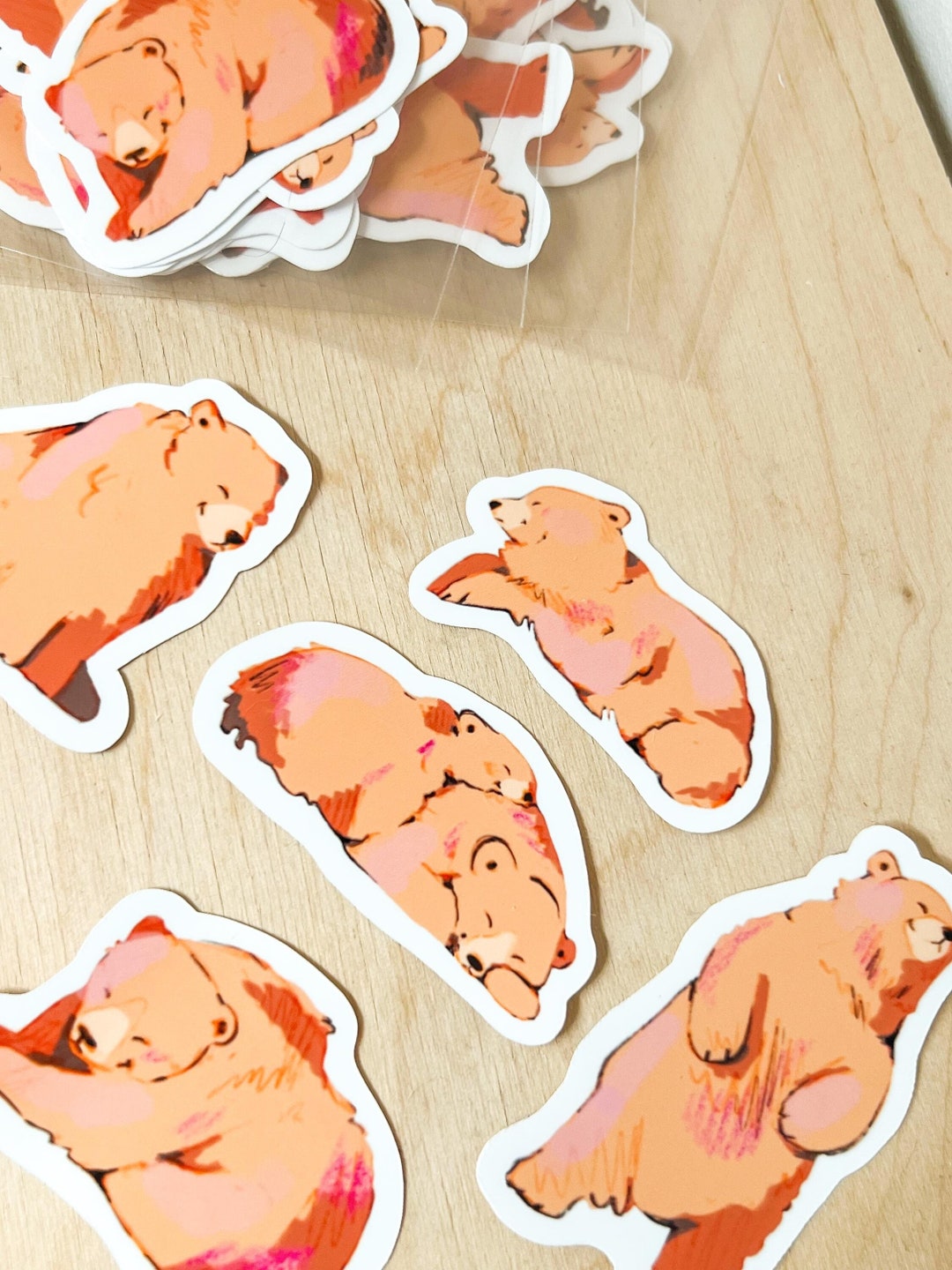 Brown Bear Sticker Pack ~ Waterproof Vinyl Cute Kawaii Glossy Stickers ...