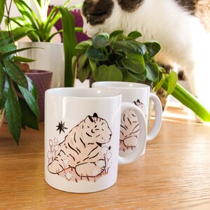 White Tiger Mug Ceramic Cute Animal Illustrated Mug - Etsy