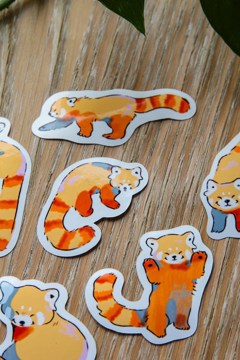 Red Panda Sticker Pack, Cute Kawaii Glossy Vinyl Decals - Etsy