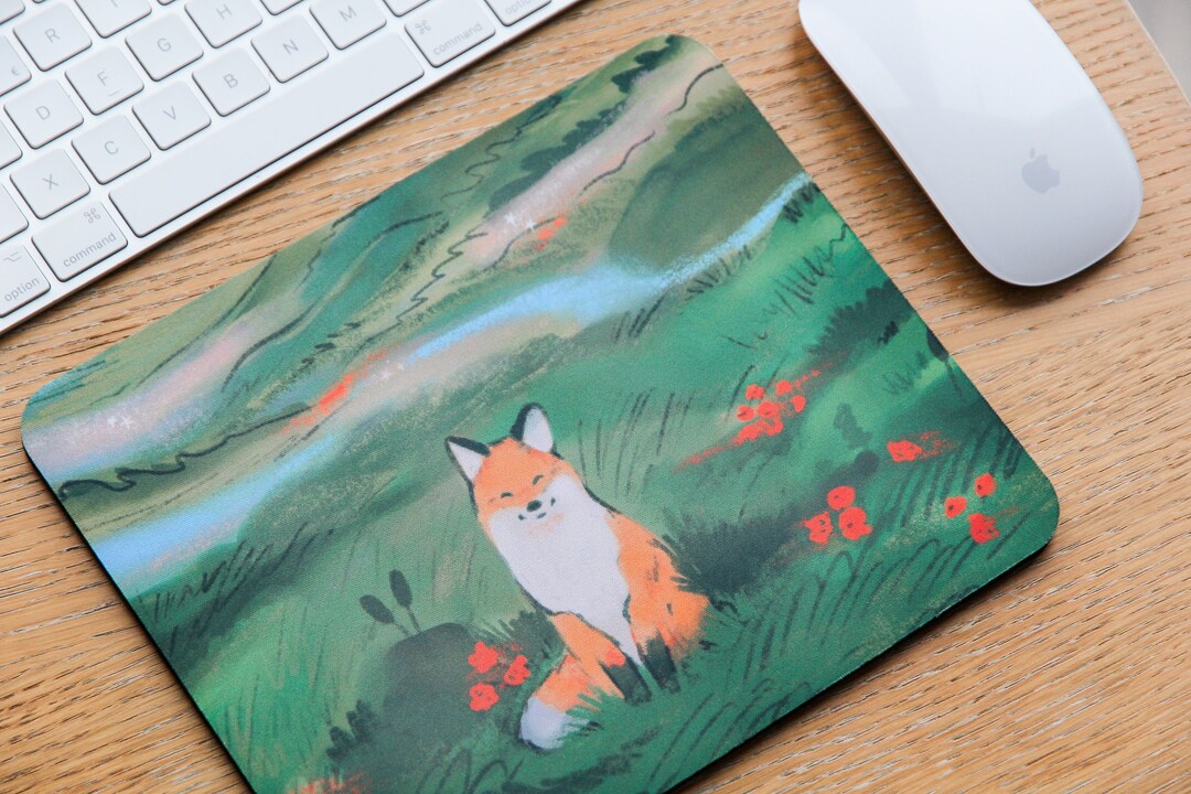 Fox Landscape Mousepad Animal Mousemat Cute Illustrated Desk ...