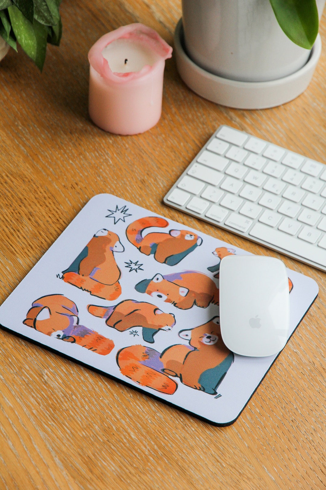 Red Panda Mousepad Animal Mousemat Cute Illustrated Desk Accessories ...