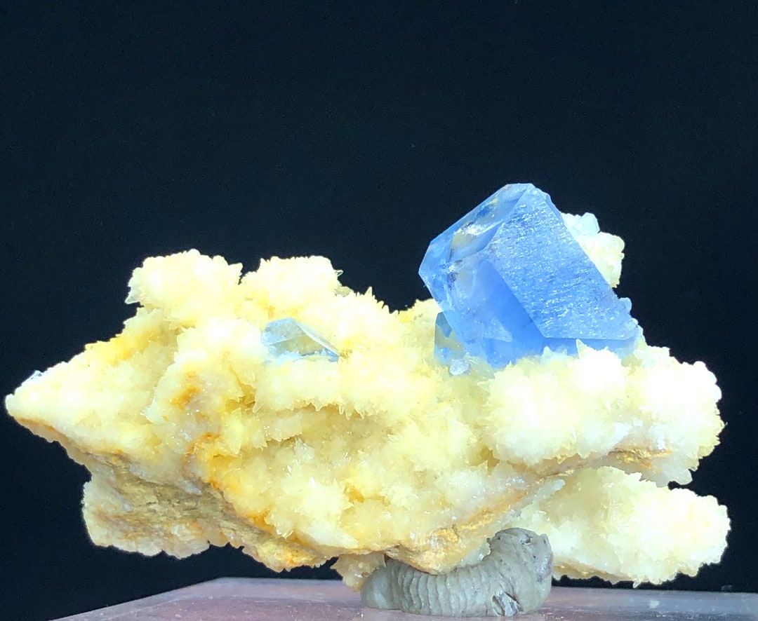 Natural Blue Color Celestine Crystal With Calcite, Celestine Mineral ...