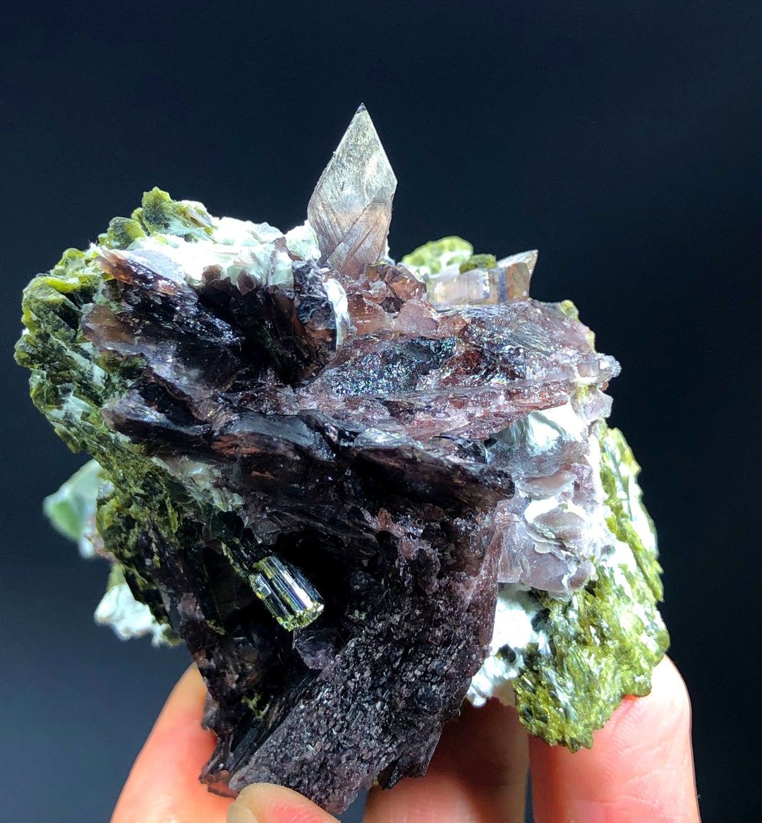 Natural Brown Color Axinite Crystals on Matrix, Raw Mineral, Mineral ...