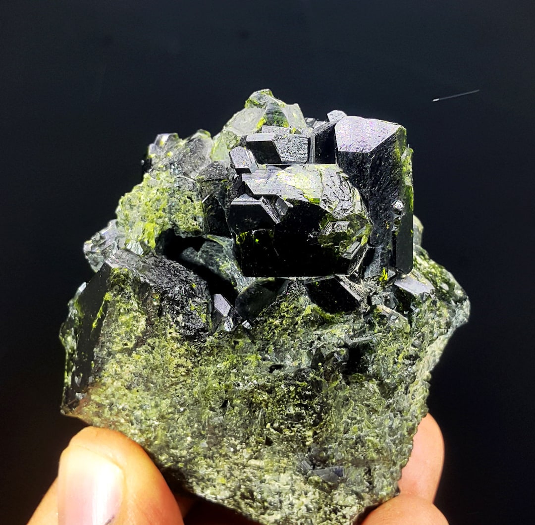 Epidote Crystals , Epidote Specimen , Green Epidote, Epidote Mineral, Epidote Bunch, Orange Head ...