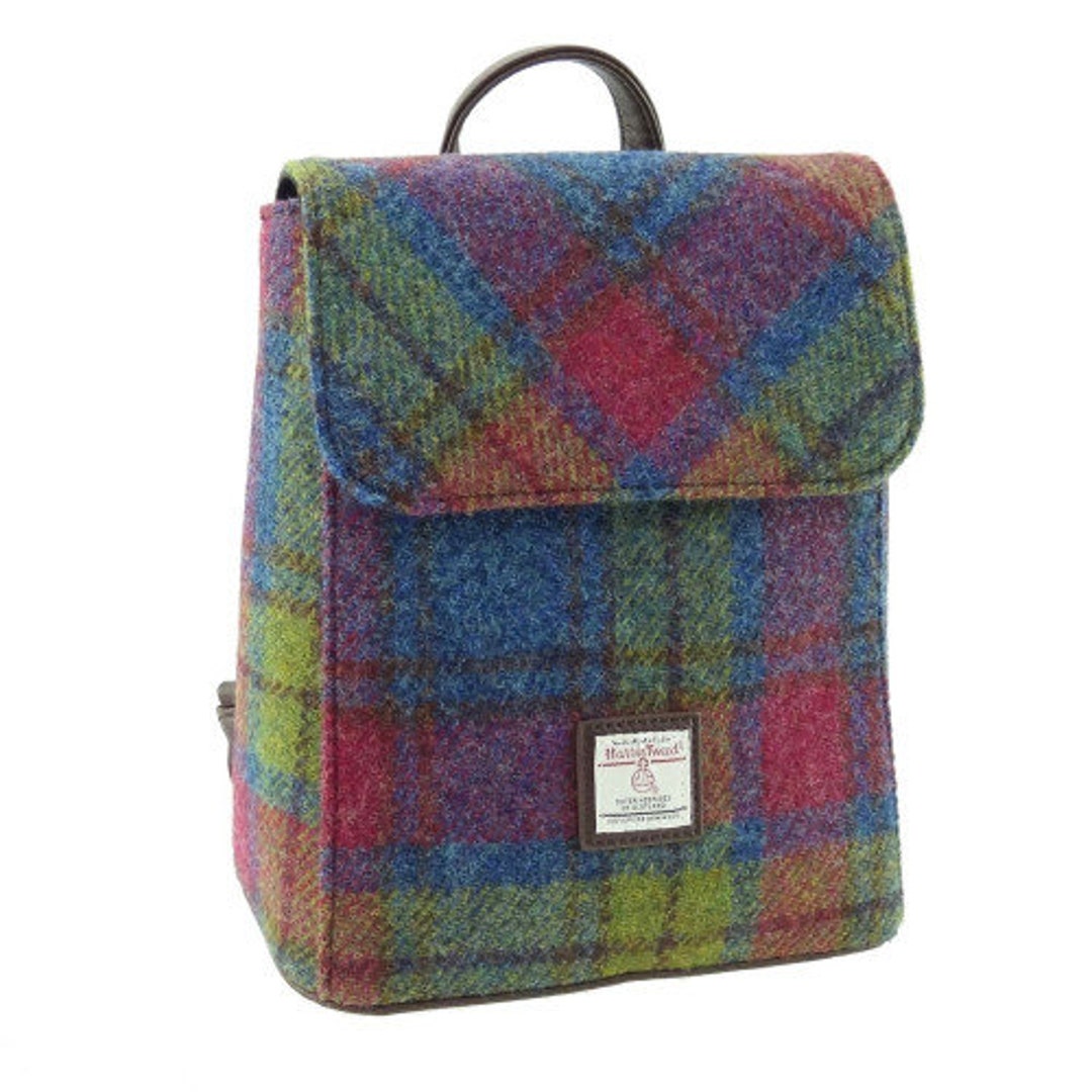 Harris Tweed Plaid Backpack - Multi Color Check - Etsy