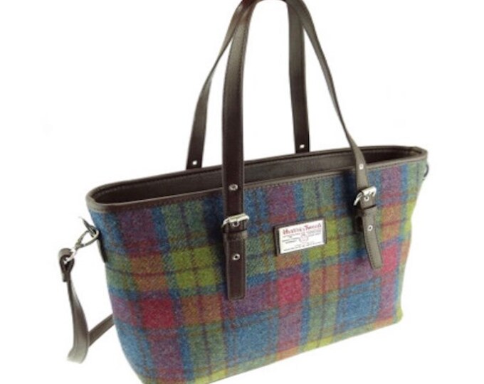 Harris Tweed Fabric Large Plaid Tote Bag Computer Laptop Purse - Multi ...