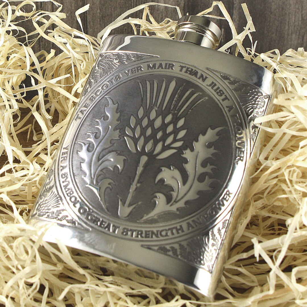 Stunning Pewter Flask With Beautiful Scottish Thistle Design - Etsy