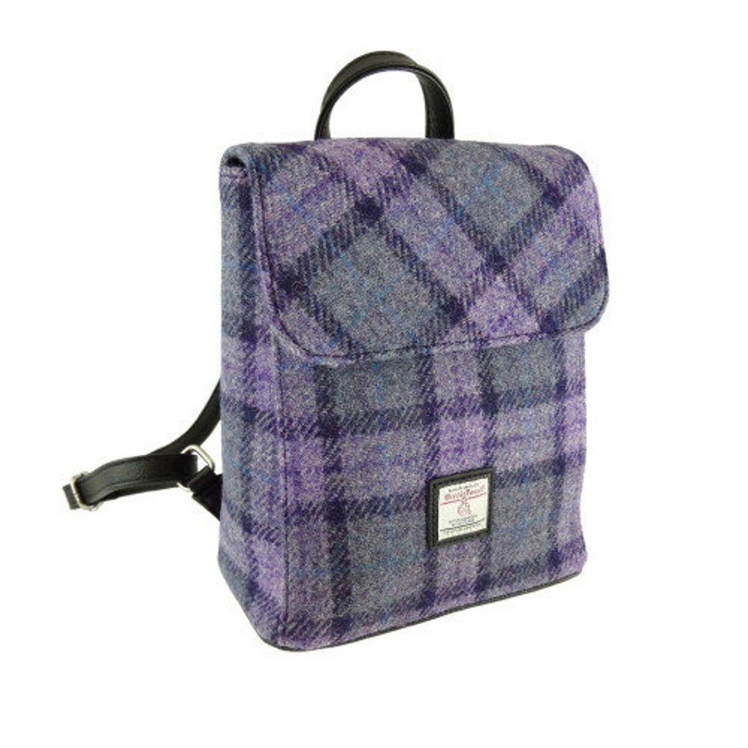 Harris Tweed Plaid Backpack - Purple Plaid Check - Etsy