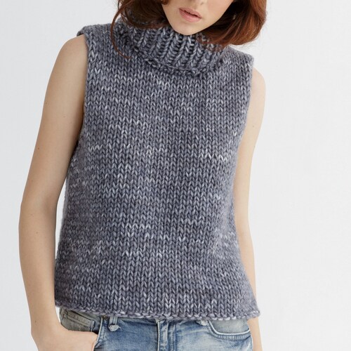 Sleeveless Sweater Knitting Pattern for Women Chunky Sweater - Etsy