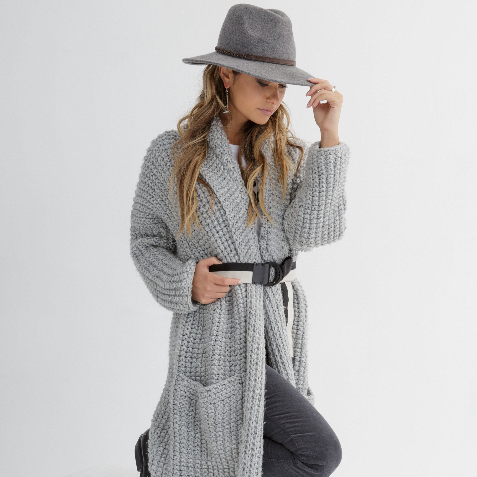 Chunky Cardigan Knitting Pattern for Women | Long Cardigan Pdf Knit ...