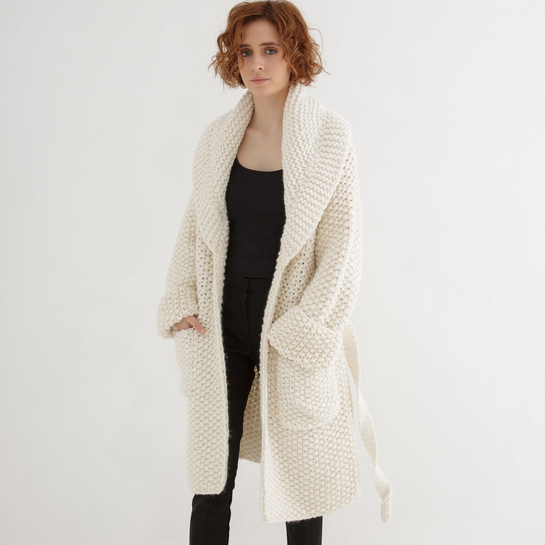 Chunky Coat Knitting Pattern | Long Cardigan Knit Design - Etsy