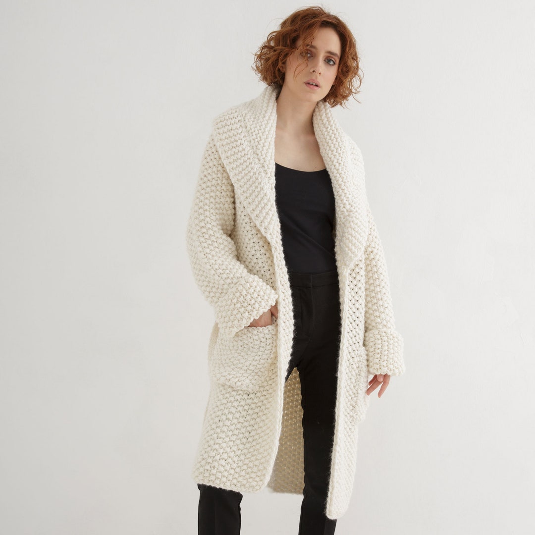 Chunky Coat Knitting Pattern | Long Cardigan Knit Design - Etsy