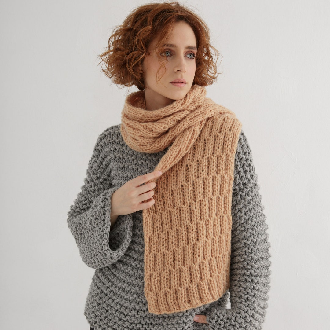 Knitted Rib Scarf Pattern | Beginner-friendly PDF (adult/teen) - Etsy