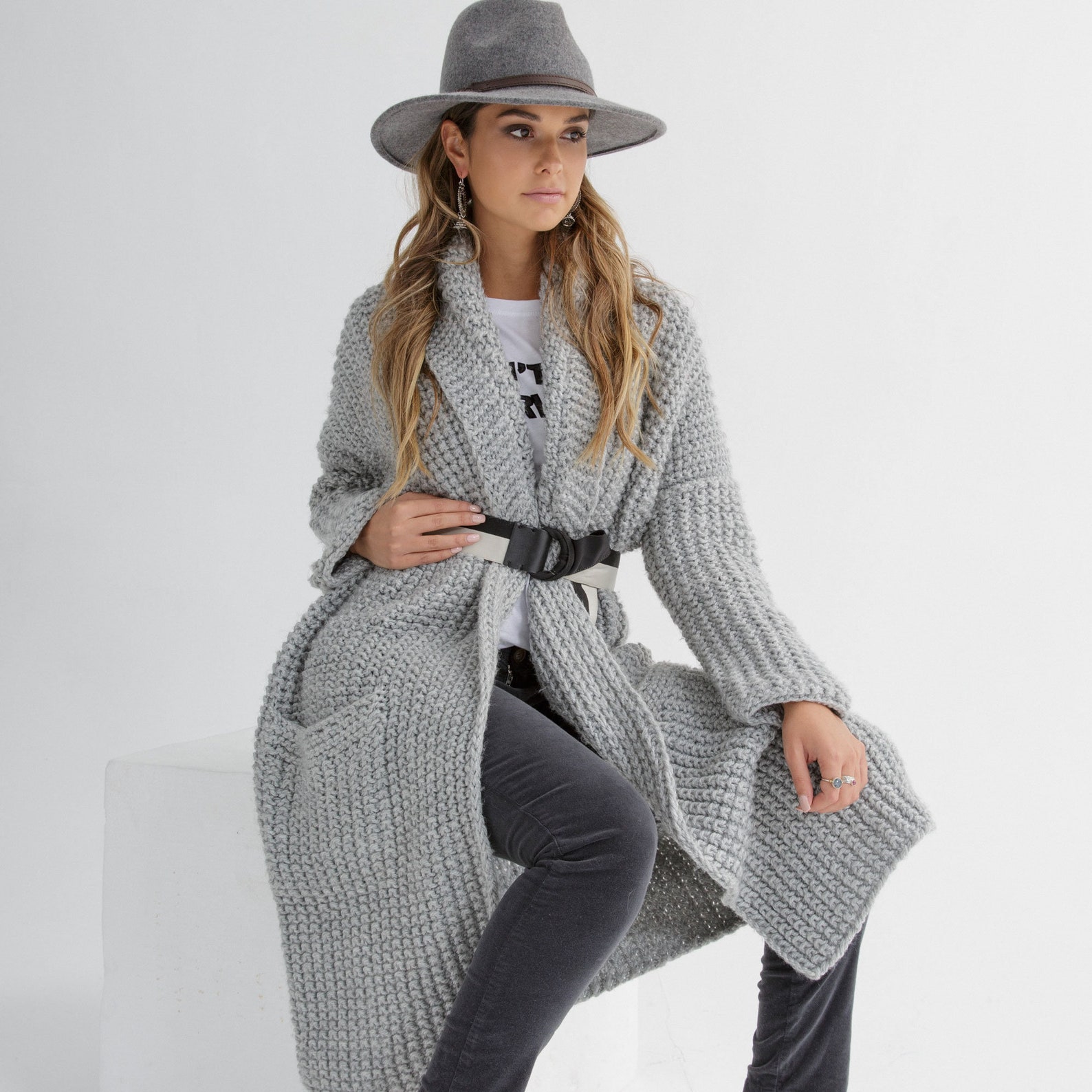 Chunky Cardigan Knitting Pattern for Women | Long Cardigan Pdf Knit ...