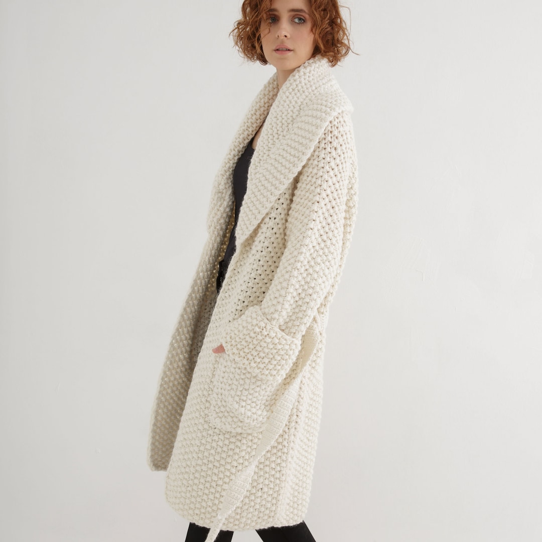 Chunky Coat Knitting Pattern Long Cardigan Knit Design - Etsy
